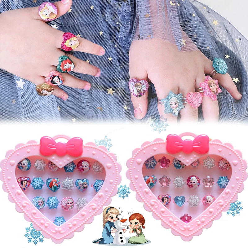 New Anime Frozen Children Ring Set Kawaii Elsa Anna Rings Cartoon ...