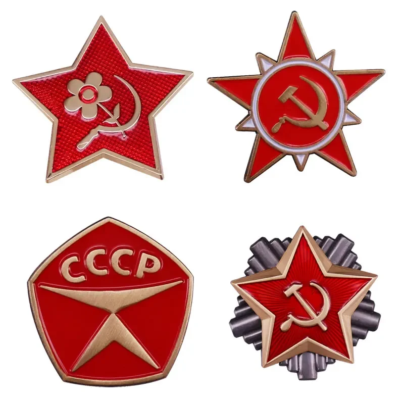 USSR-Union-Russian-Flag-Enamel-Pin-Soviet-Pentagram-Flag-Lapel-Badge ...