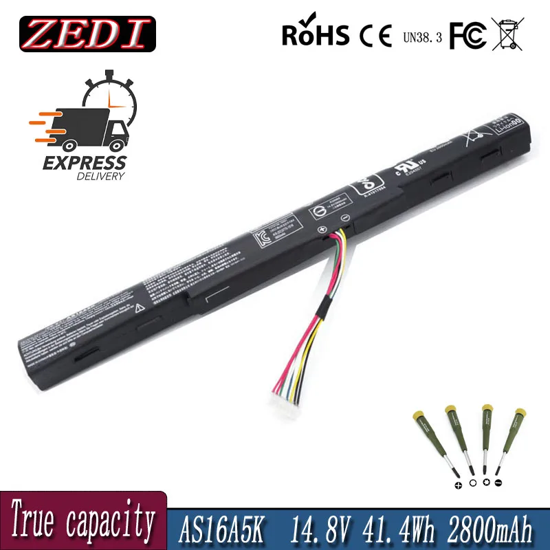 ZEDI 2800mAh New AS16A5K AS16A7K AS16A8K Battery For Acer Aspire E15 E5 ...