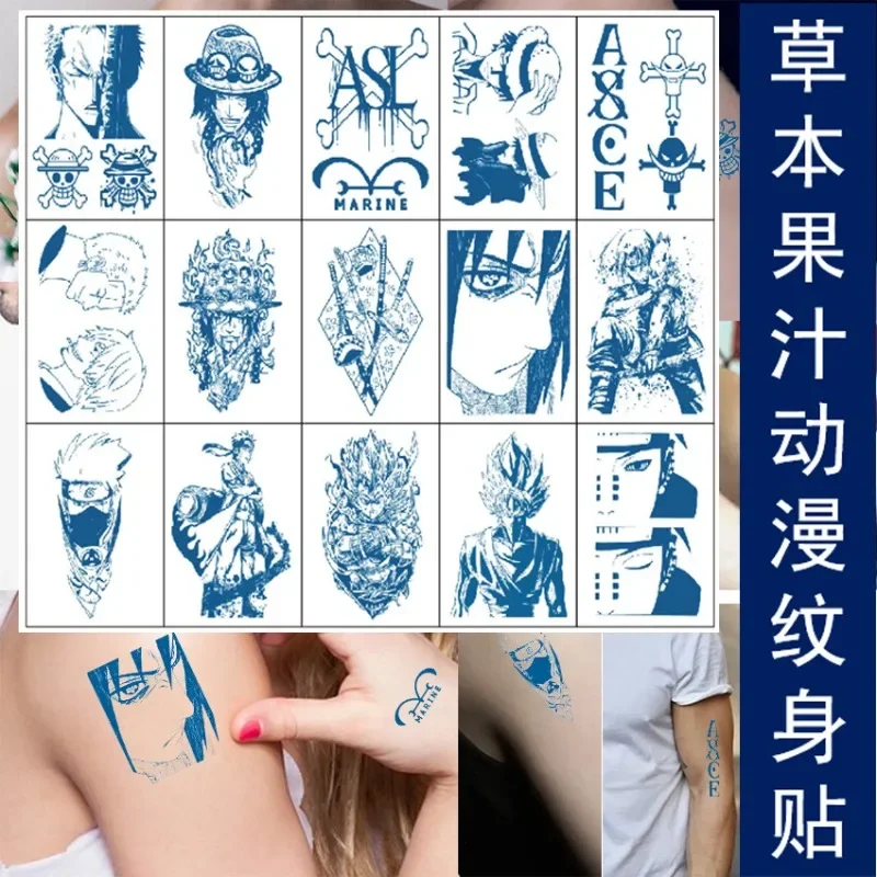 New Juice Herbal Tattoo Sticker Anime Naruto One Piece Nautical ...