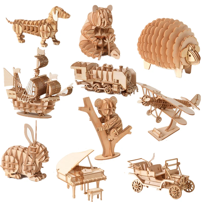 Treinmodel 3d Houten Puzzel Speelgoed Assemblage Dier Model ...