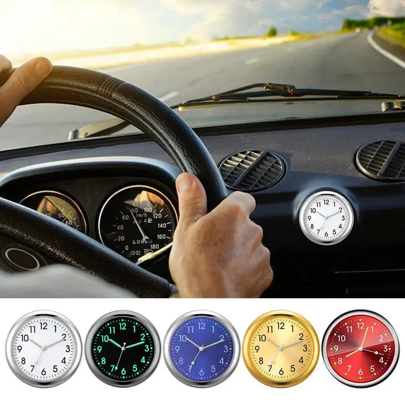 Analog-Clock-For-Car-Dashboard-Universal-Round-Car-Clock-Stick-Quartz ...