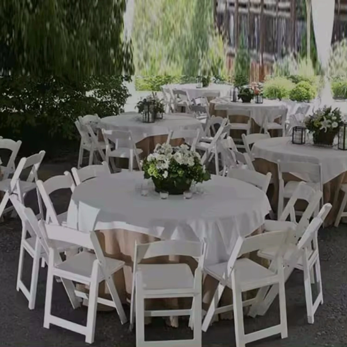 White garden chairs wedding store