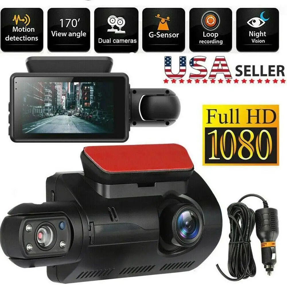 2 Lens Car Video Recorder Hd1080p Dash Cam Car Black Box 3.0inch Ips ...