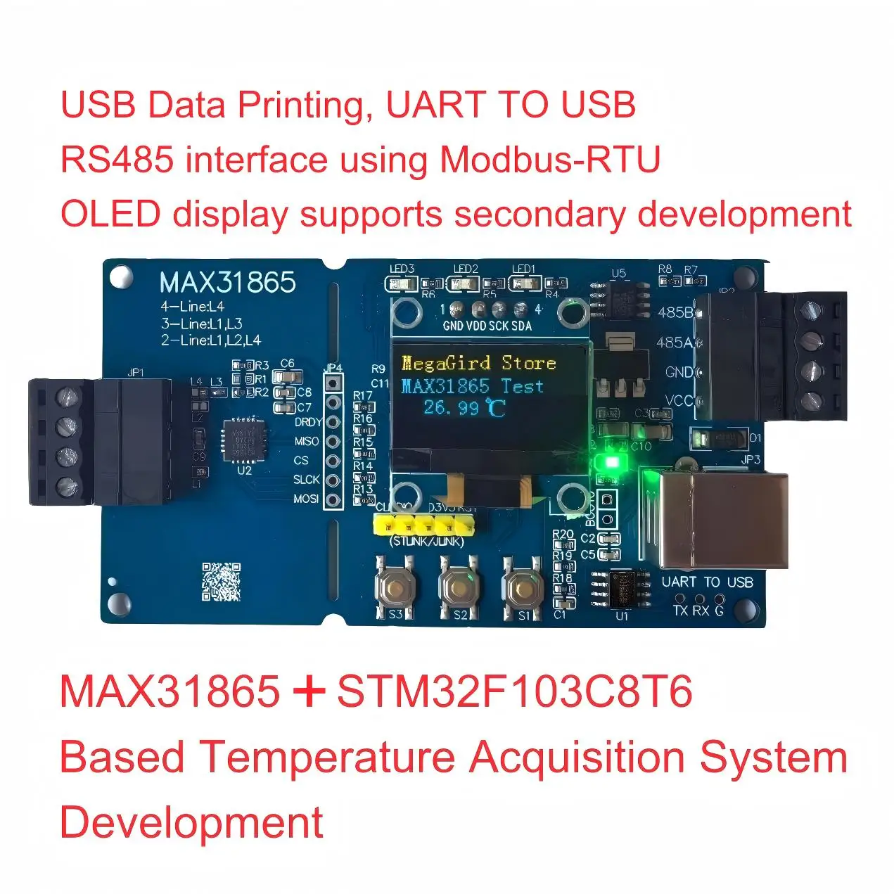 MAX31865 PT100 PT1000 RTD to Digital Converter Board Temperature ...