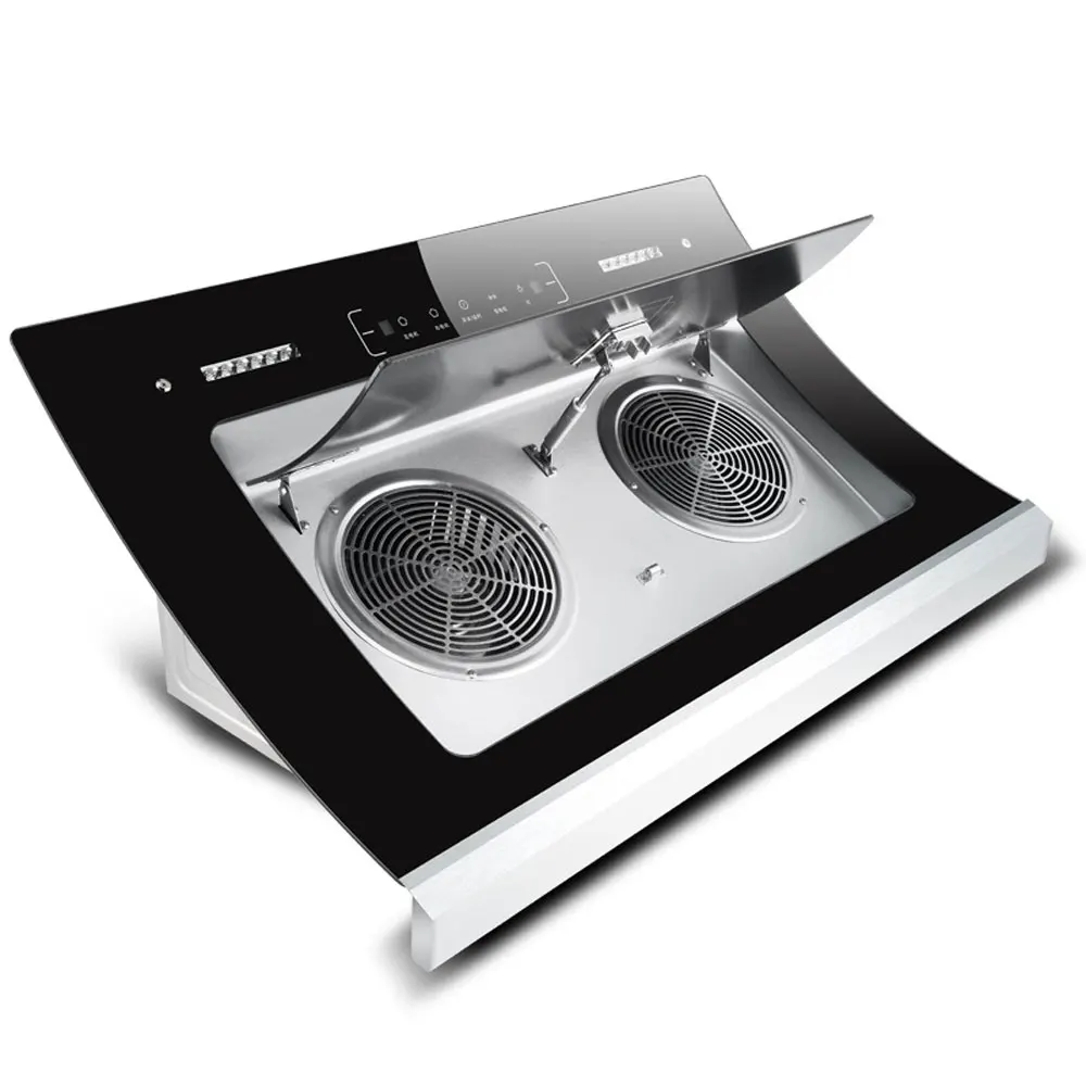 Dual motor Kitchen Hood Side Suction Range Hood Automatic Cleaning ...