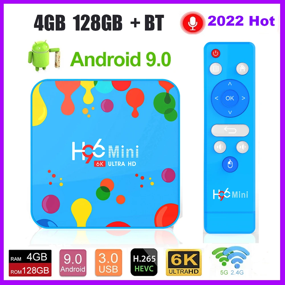 H96Mini H6 6K Smart Android 9 TV BOX 2.4G 5G Wifi RAM 4GB ROM 32GB ...
