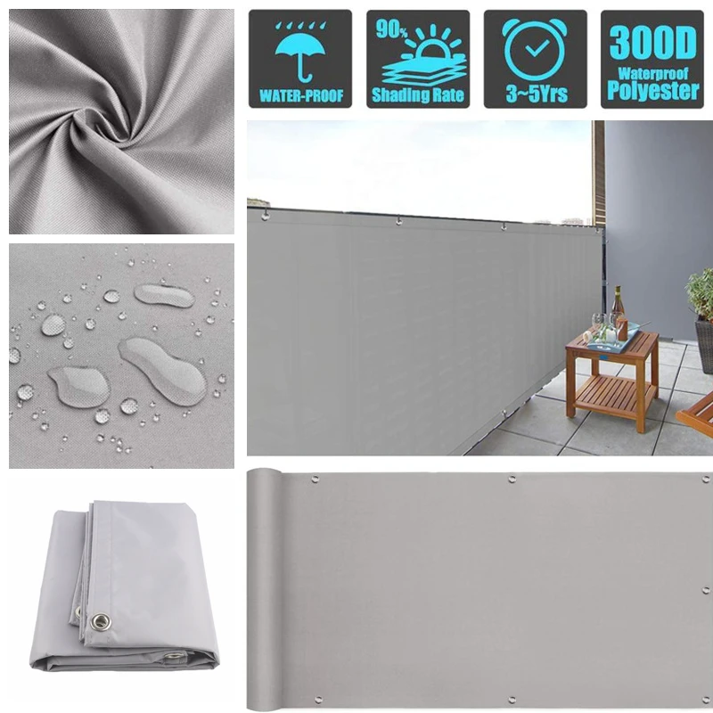 Gray-Waterproof-Sunshade-Cloth-Fence-Privacy-Screen-Anti-UV-Polyester ...