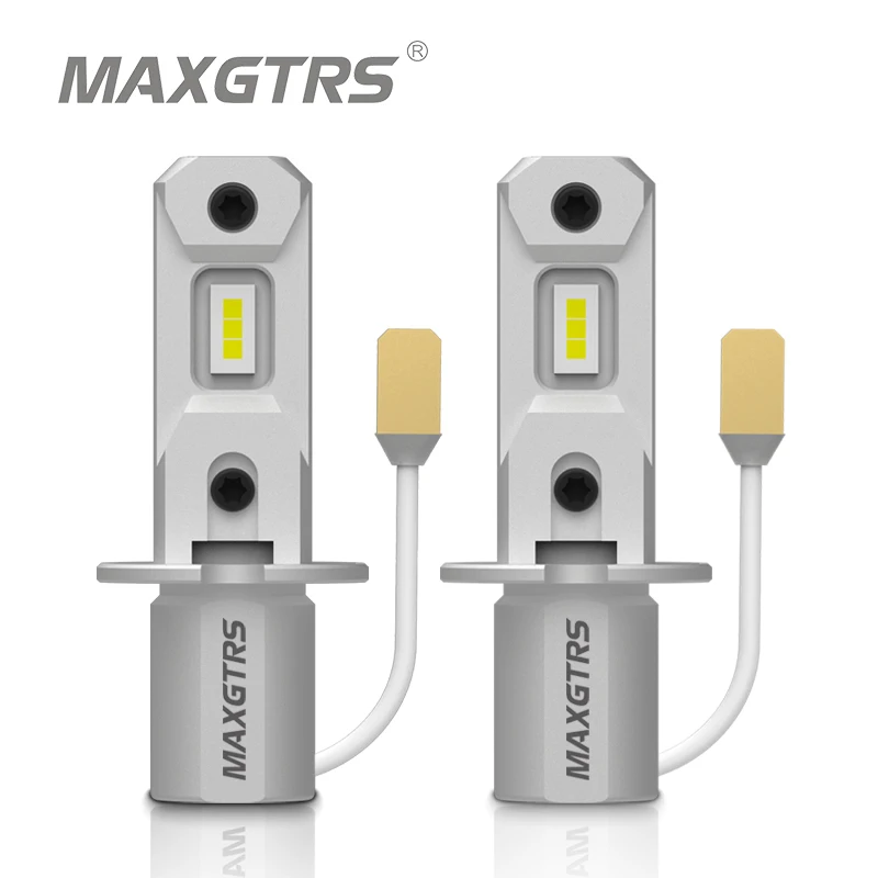 2Pcs H3 LED Headlight Bulb Canbus No Fan High Beam 6500K White 3000K ...