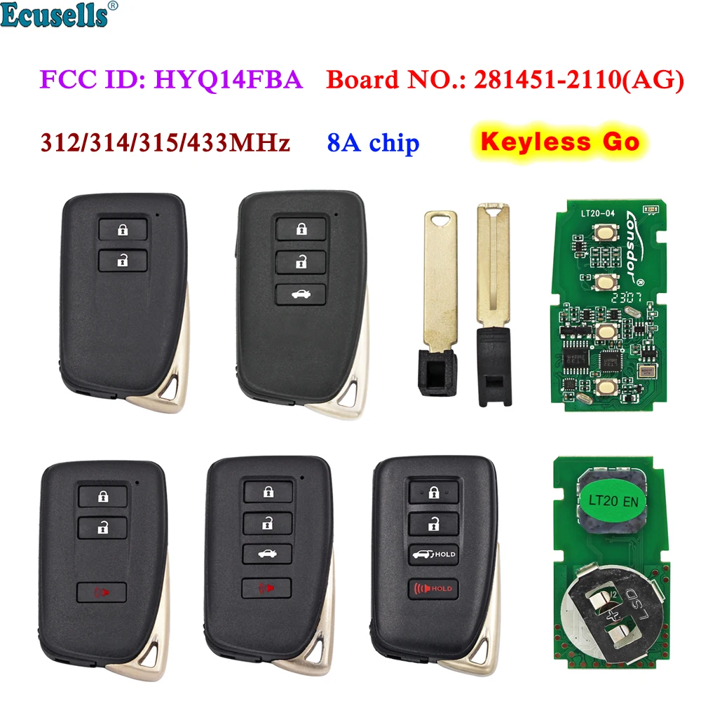 Smart Prox Remote Key Fob 312/314.3/433MHz 8A Chip for Lexus LX570 ...