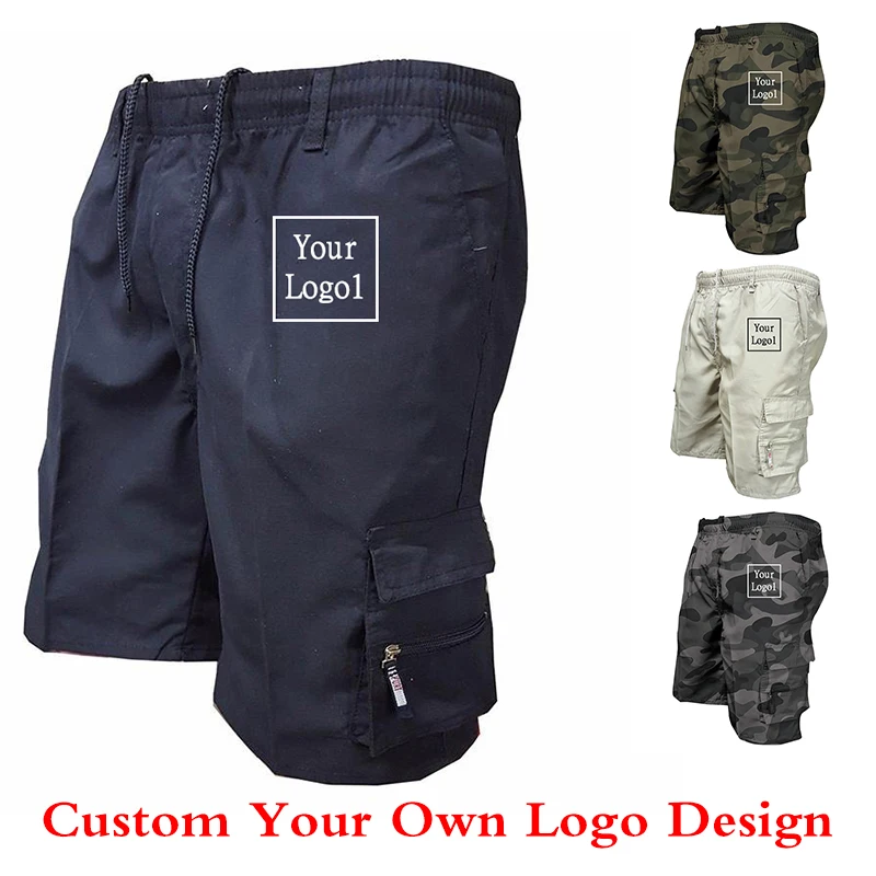 Fashion-Men-Cargo-Shorts-Custom-Logo-Men-Multi-Pockets-Loose-Work ...