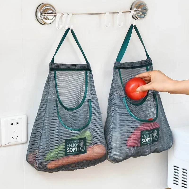 Reusable Kitchen Hanging Mesh Bag Home Fruit and Vegetable Storage Net ...