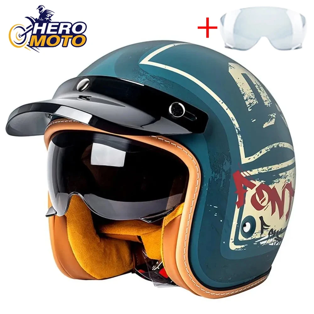 Motorcycle-Vintage-Helmet-3-4-Open-Face-Helmets-Men-Retro-Helmet-DOT ...