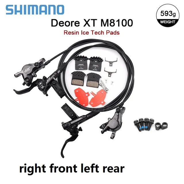 SHIMANO DEORE XT Hydraulic Disc Brake 2/4-Piston M8100/M8120 ICE Resin/Metal BR/BL ICE-TECH Pads ...