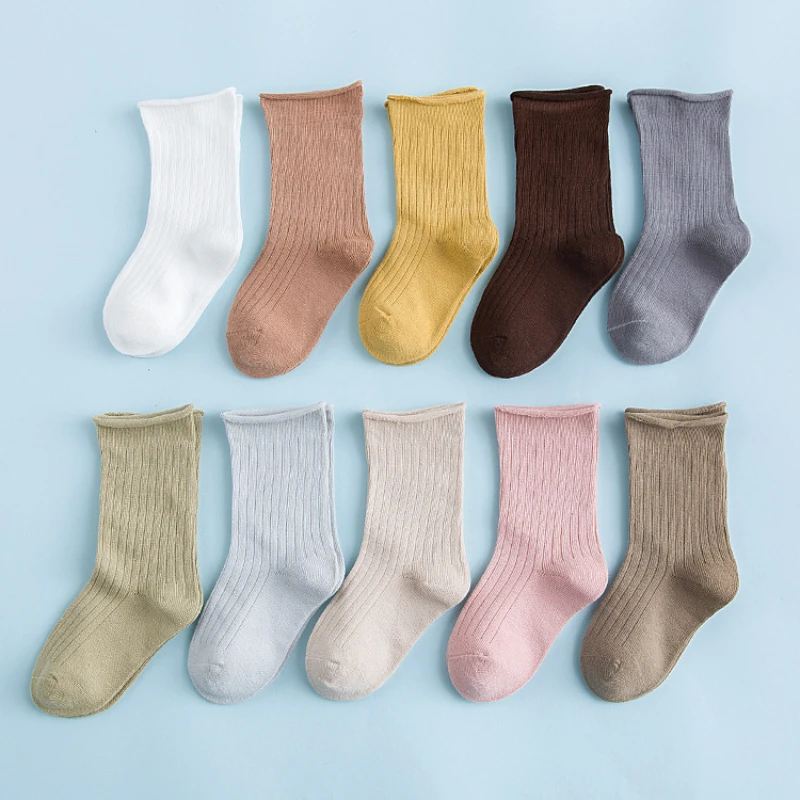 Kids Ribbed Socks Baby Socks Solid Baby Cotton Beauty Candy Colors ...