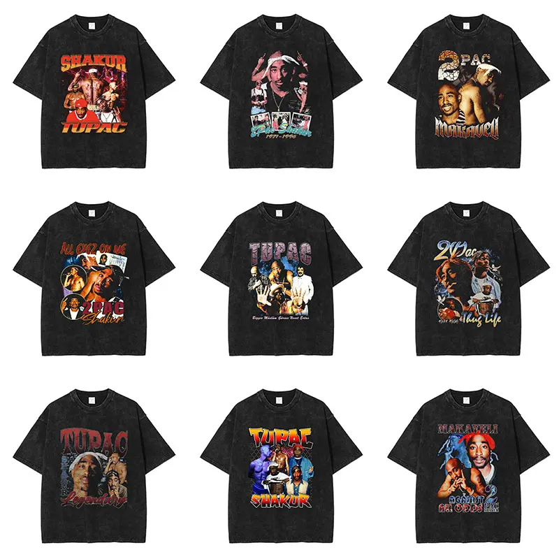 2Pac-T-Shirt-Hip-Hop-Rapper-Tupac-Amaru-Shakur-Vintage-Washed-Tops-Tees ...