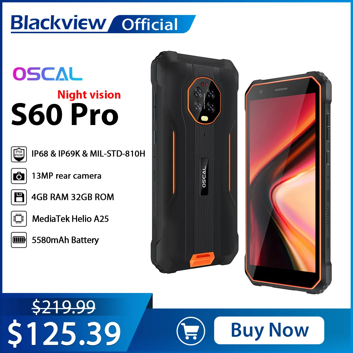 Blackview Oscal S60 Pro Smartphone Night Vision Ip68 Waterproof Rugged 5.7" Moblie Phone 4gb ...