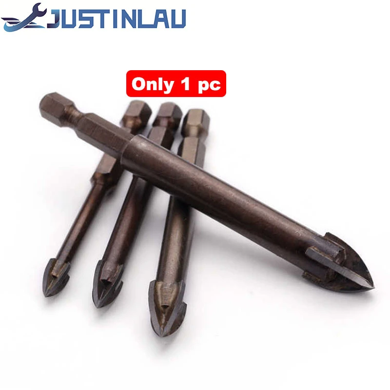 Justinlau Cross Hex Tile Bits Glass Ceramic Concrete Hole Opener Alloy Triangle Drill Size 3/4/5 ...