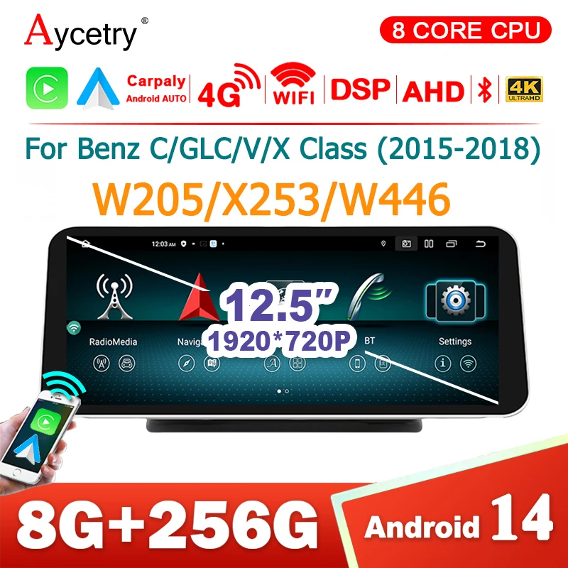 Pantalla de Radio de coche inalámbrica Carplay Android 14 de 12,5 ...