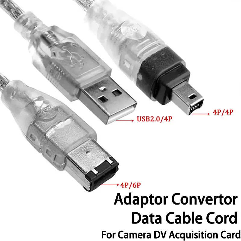1.5M Firewire IEEE 1394 6 Pin Male To USB 2.0 4pin Male Adaptor ...
