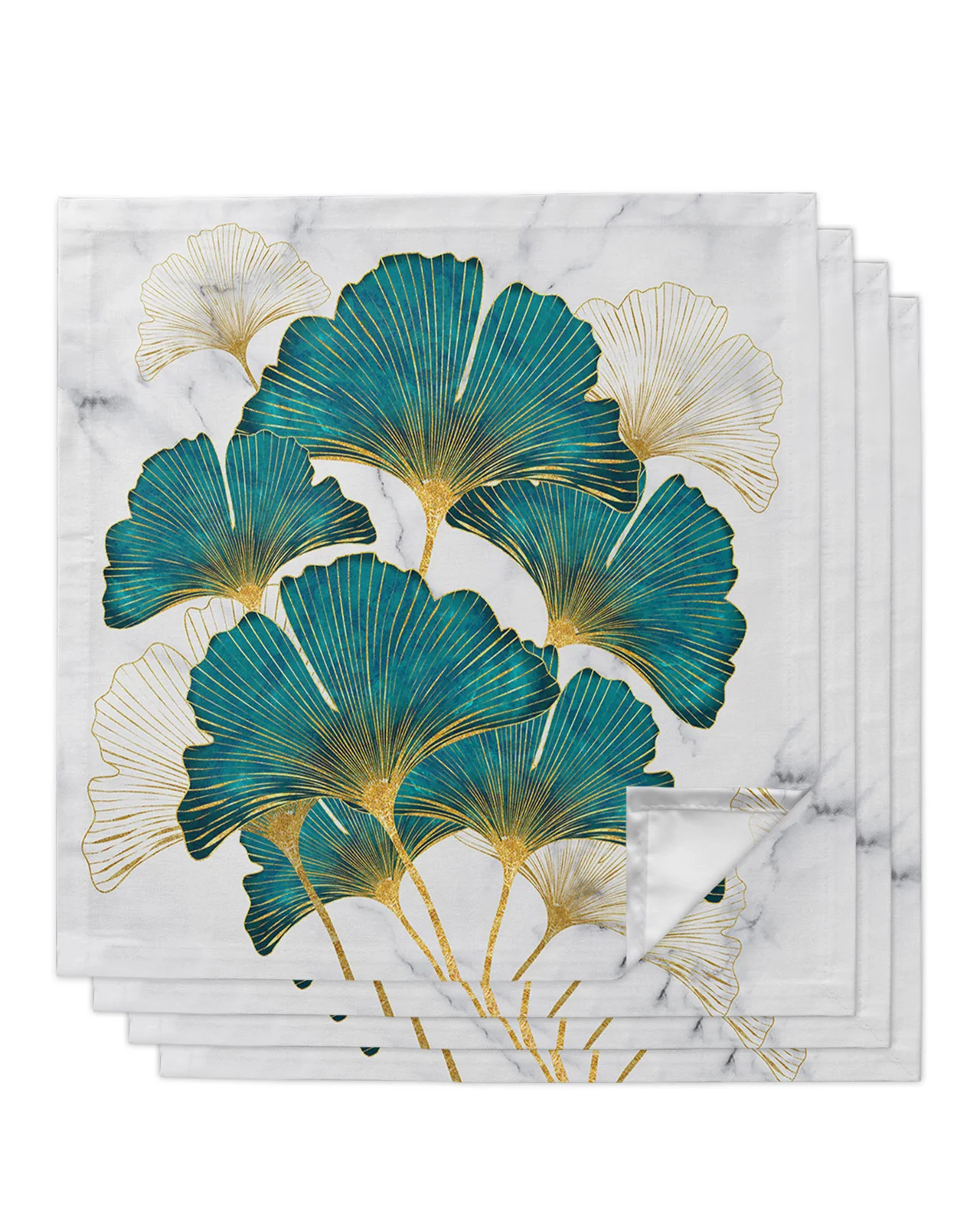 Ginkgo Biloba Marble Texture Table Napkins Cloth Set Handkerchief ...