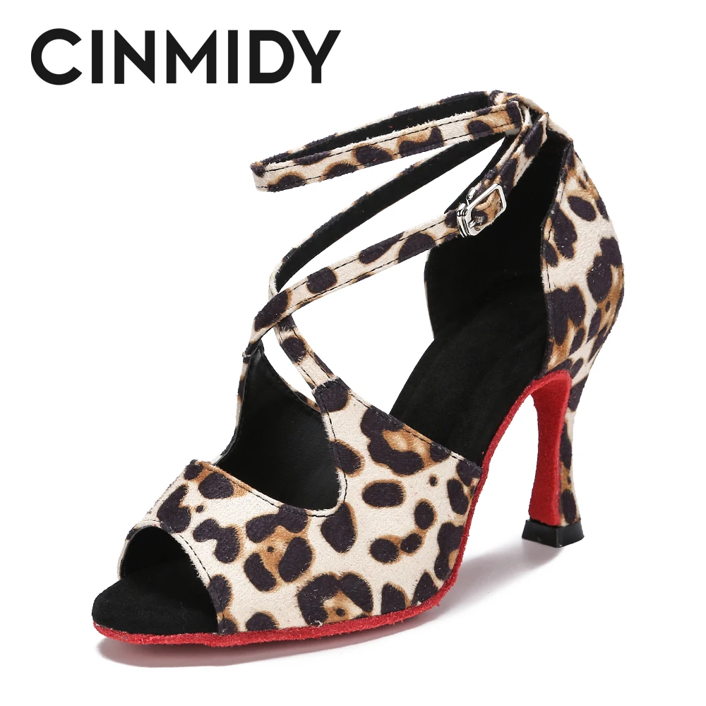 Cinmidy Leopard Latin Dance Shoes Women Ballroom Dance Shoes Tango ...