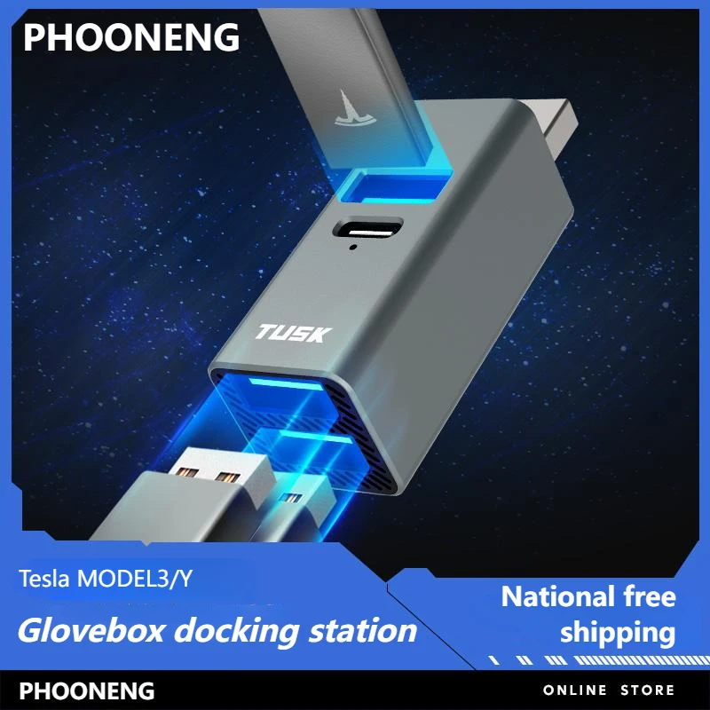 Glove-Box-USB-Hub-Ports-For-Tesla-Model-3-Y-2021-2022-Docking-Station-4 ...