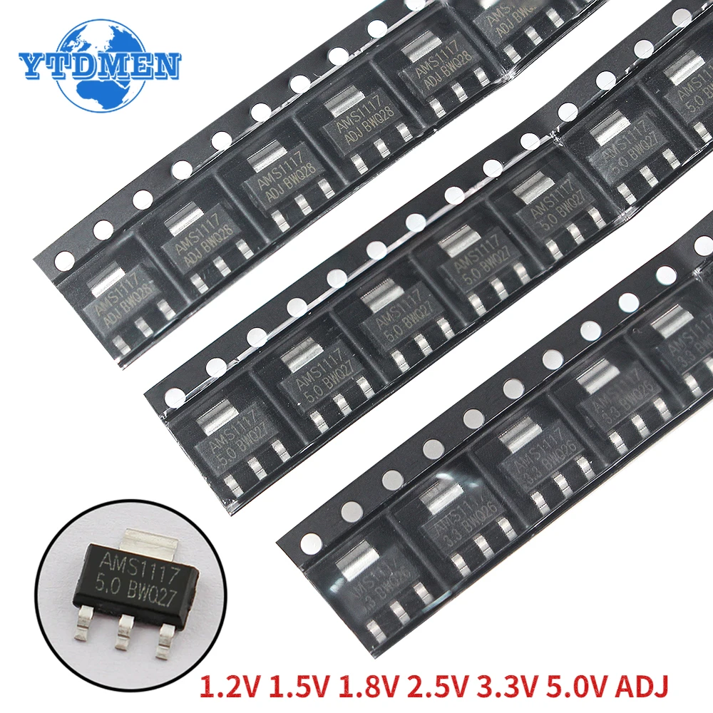 70PCS Voltage Regulator Kit AMS1117 SOT-223 AMS1117-3.3V AMS1117-ADJ ...