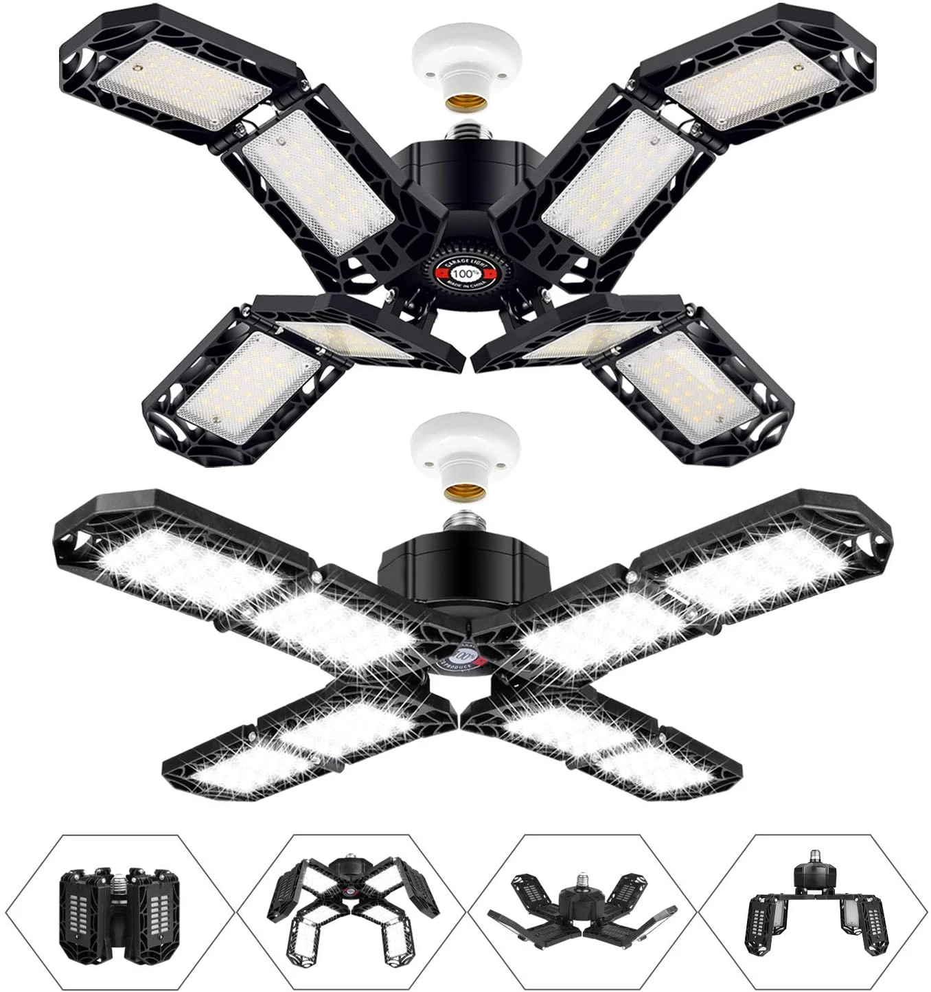 Geleid Garage Verlichting Met 8 Verstelbare Panelen E26/E27 Plafond ...