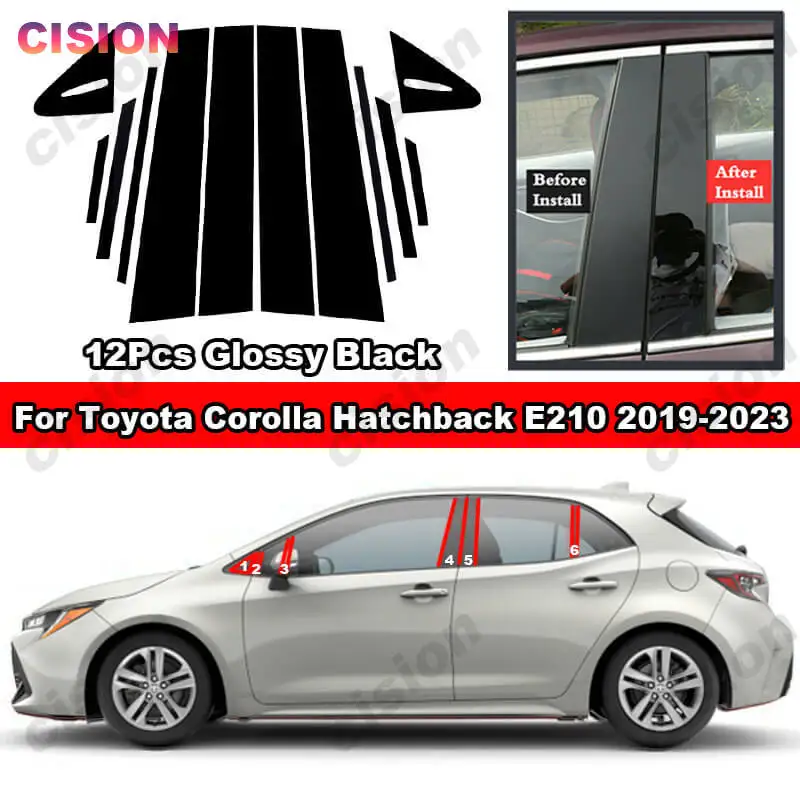 Glossy-Black-Door-Center-B-C-Pillars-Post-Cover-Mirror-Effect-Trim-For ...