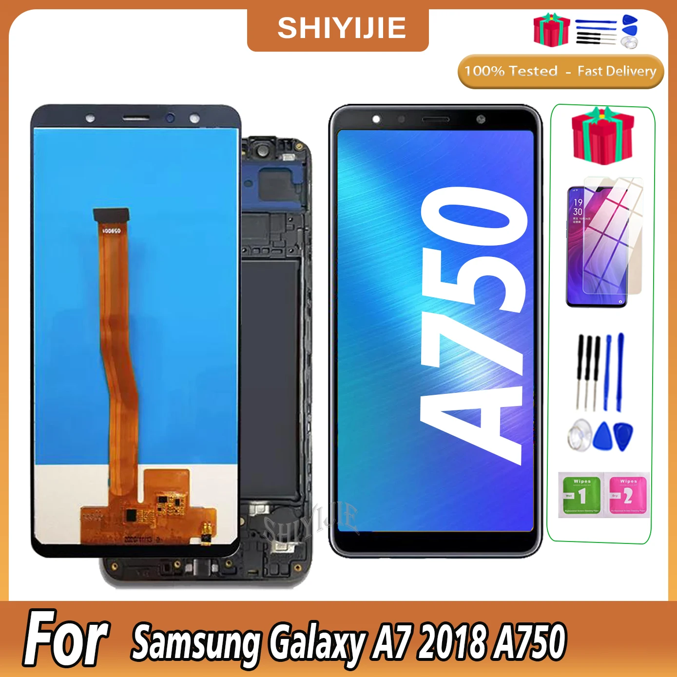 100% Tested LCD For Samsung Galaxy A7 2018 A750 Display A750FN SM-A750F ...