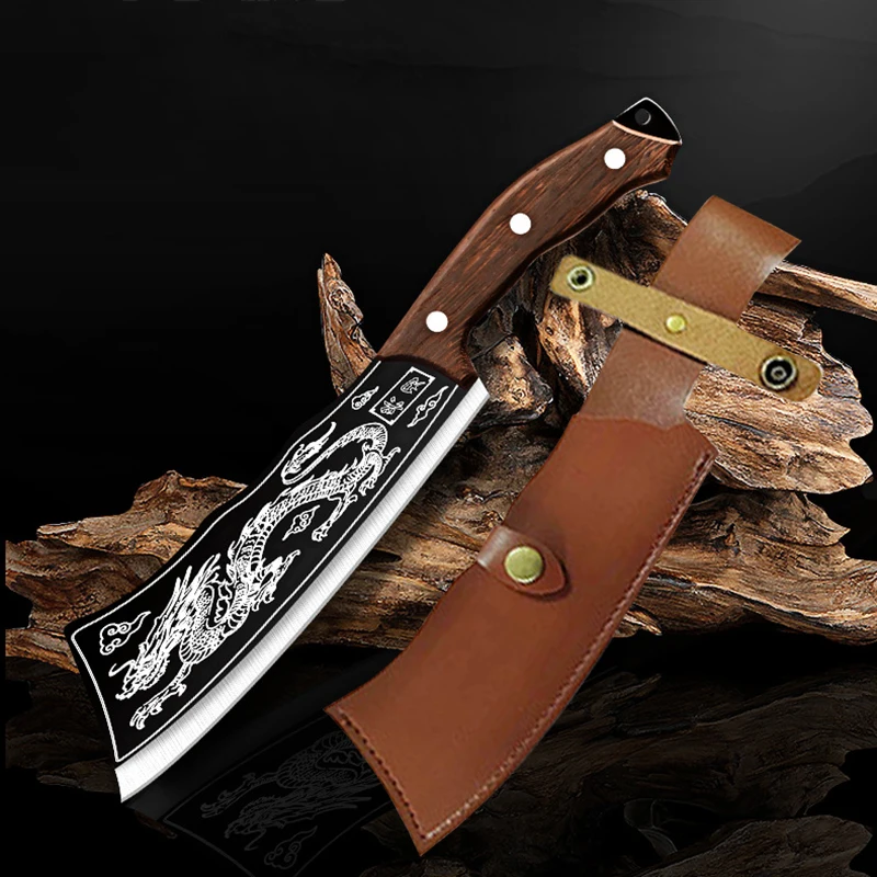 Forged-Kitchen-Cleaver-with-Wood-Handle-Butcher-Knife-High-Quality ...