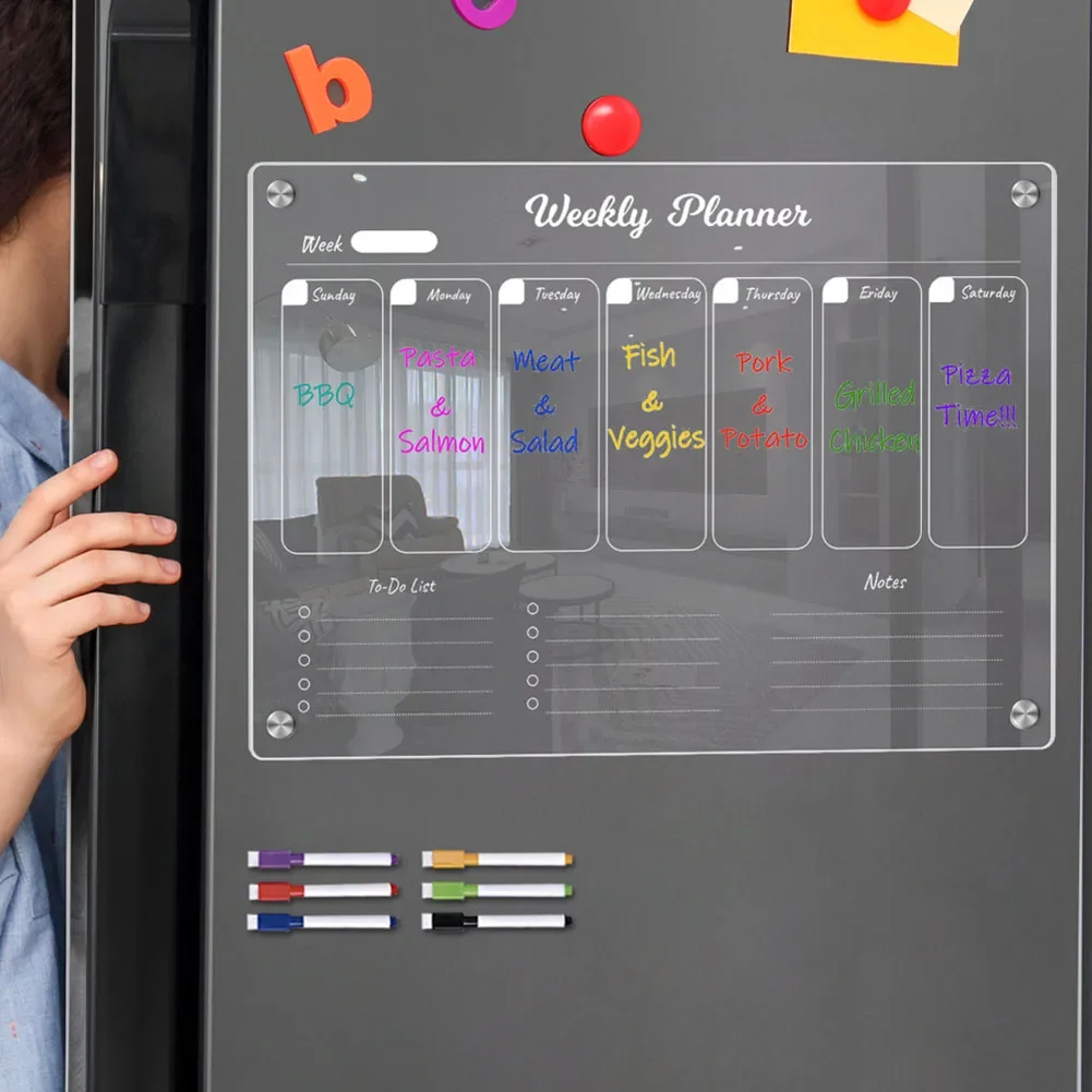 Clear Acrylic Magnetic Fridge Board Planner Daily Weekly Schedule ...