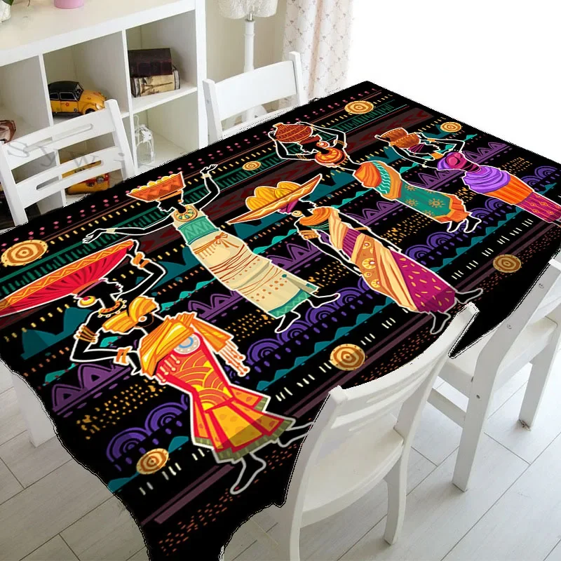African-Tribal-Women-s-Rectangular-Tablecloth-Kitchen-Table-Decoration ...
