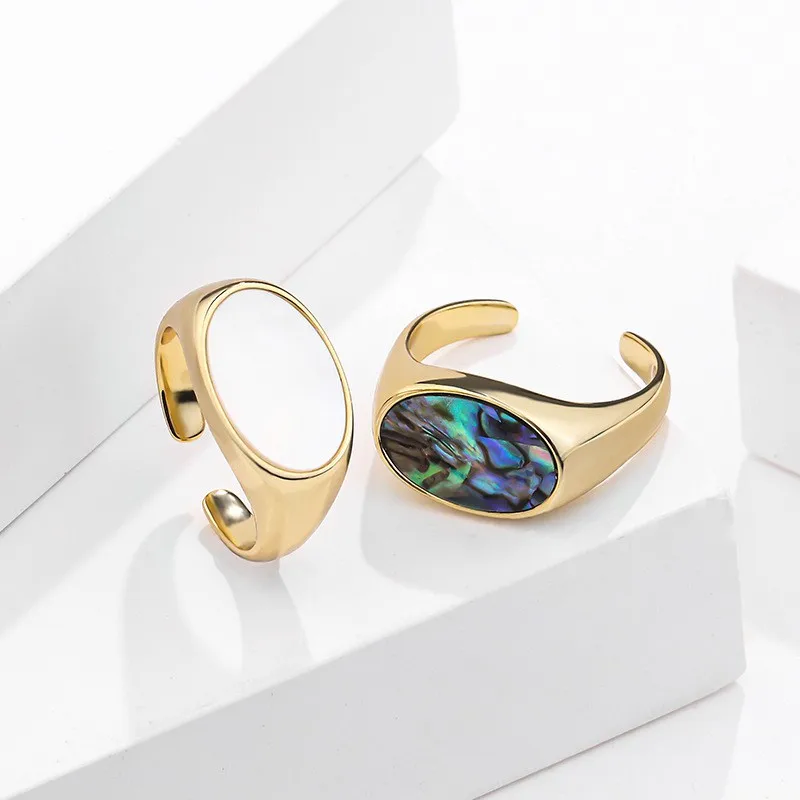 Dainty-Oval-Abalone-Shell-Open-Ring-925-Sterling-Silver-18k-Gold-Plated-White-Shell-Gemstone ...