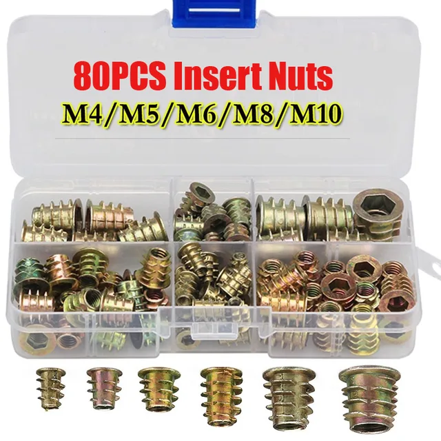 565/340/230/80PCS Assorted Flanged Hex Drive Head Furniture Nuts M4 M6 ...
