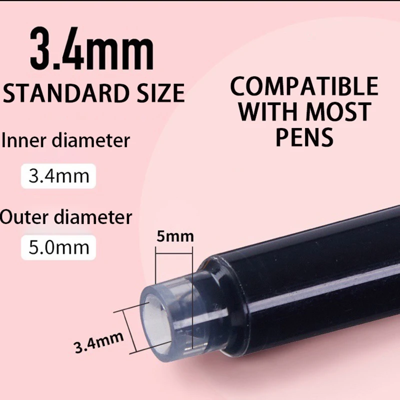 8Pcs/lot Universal 3.4mm Ink Sac Disposable Blue Black Fountain Pen ...