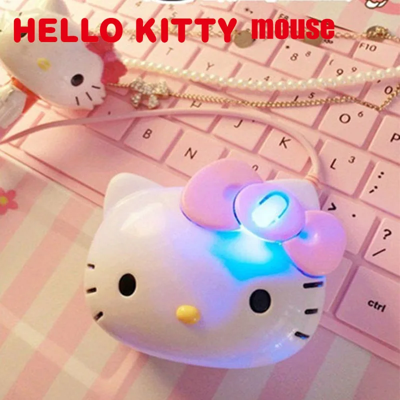 Sanrio Hello Kitty USB Wired Gaming Mouse Cute Mute Optical Computer ...