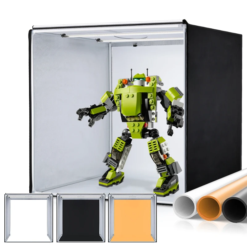 Photo-Studio-Light-Box-com-Painel-de-Luzes-Escurecimento-Fundo ...