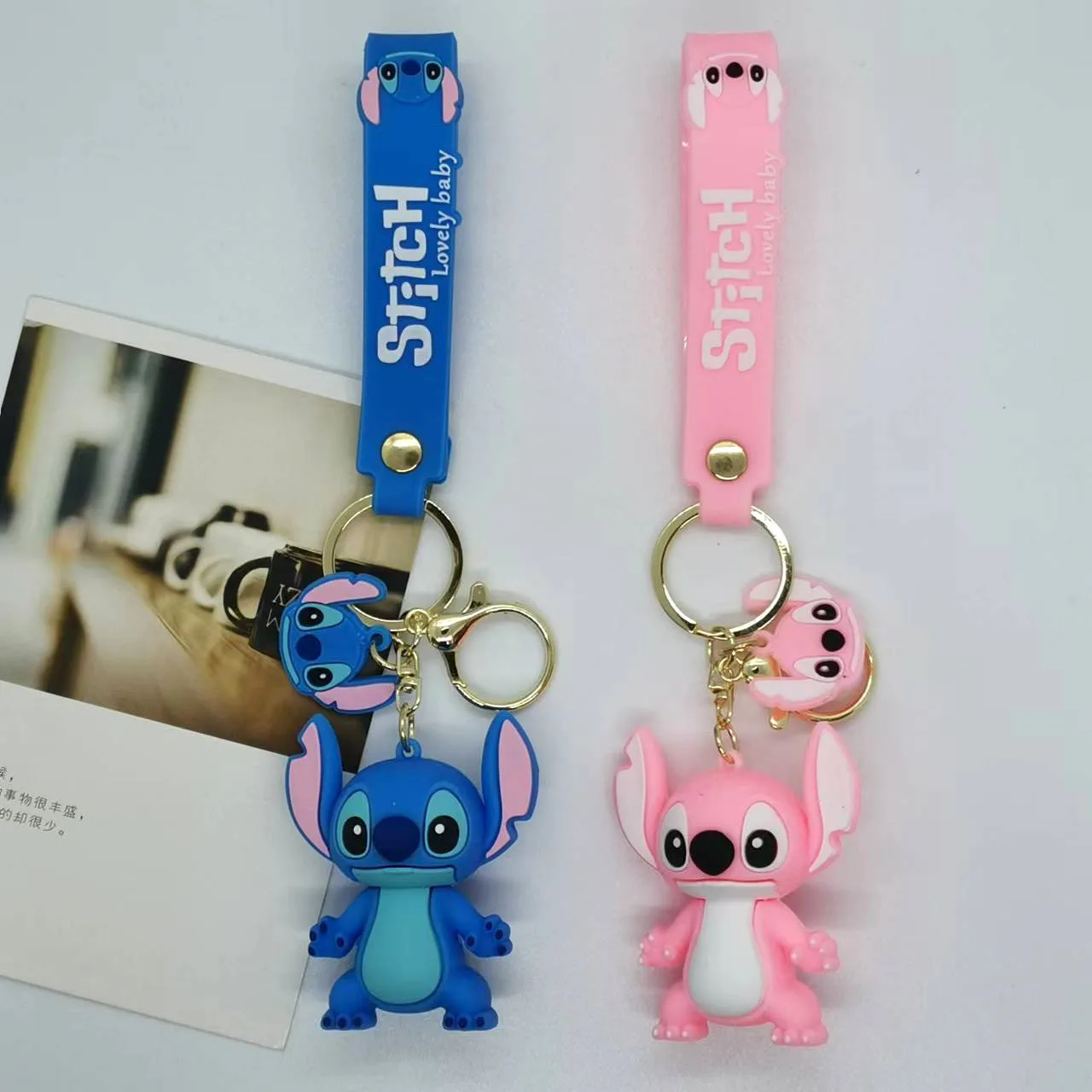 Disney Stitch Keychain Anime Stitch Cartoon Doll Keyring Toys Model ...