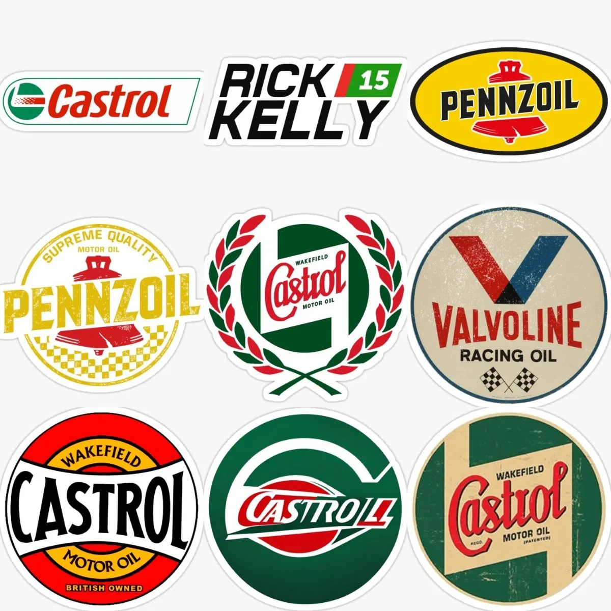 Valvoline-Texaco-Castrol-Motor-Oil-Pennzoil-Creative-Badge-Stickers ...