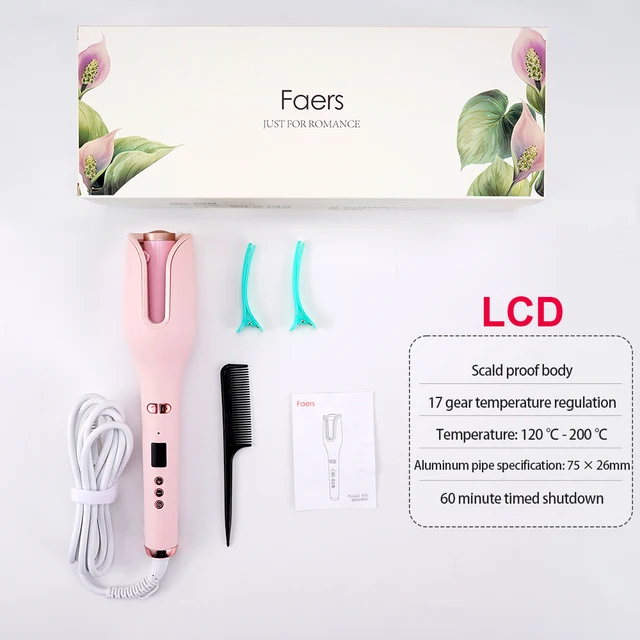 Electric Automatic Hair Curler LCD Negative Ion Ceramic Rotating ...