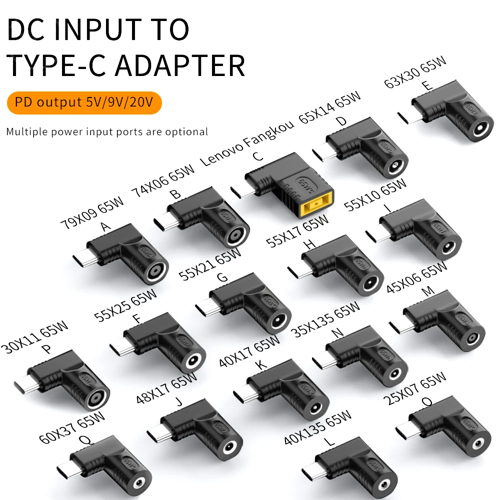 Laptop Power Connector 65W DC Adapter Charger Converter for Lenovo Hp ...