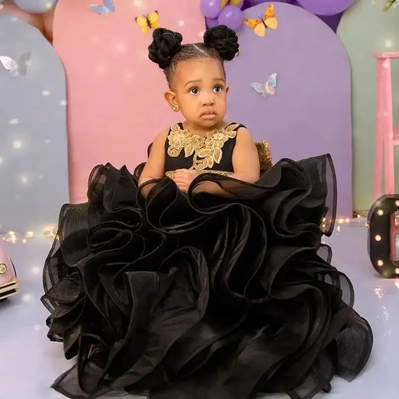 Black-Girls-Birthday-Party-Dresses-Customized-Gold-Beading-Sequins ...