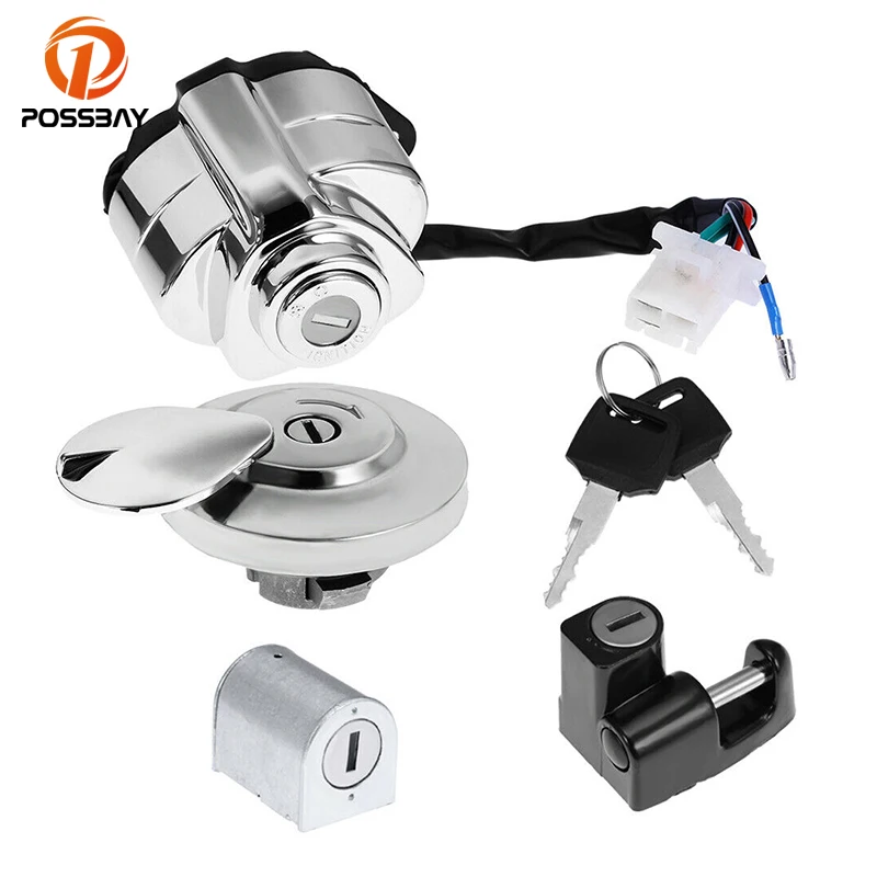Motorcycle-Ignition-Switch-Fuel-Gas-Tank-Cap-Cover-Steering-Helmet-Lock ...