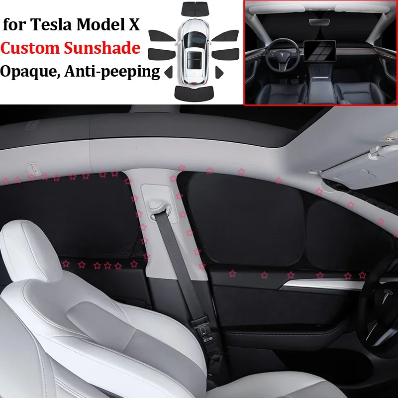 For-Tesla-Model-X-2023-2022-Glass-Roof-Sun-Shade-Front-Rear-Side-Window ...