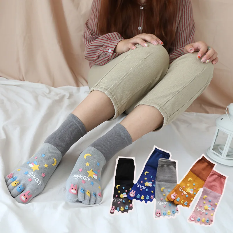 5-Pairs-lot-Five-Finger-Socks-Women-s-Cotton-Mid-tube-Socks-Breathable ...