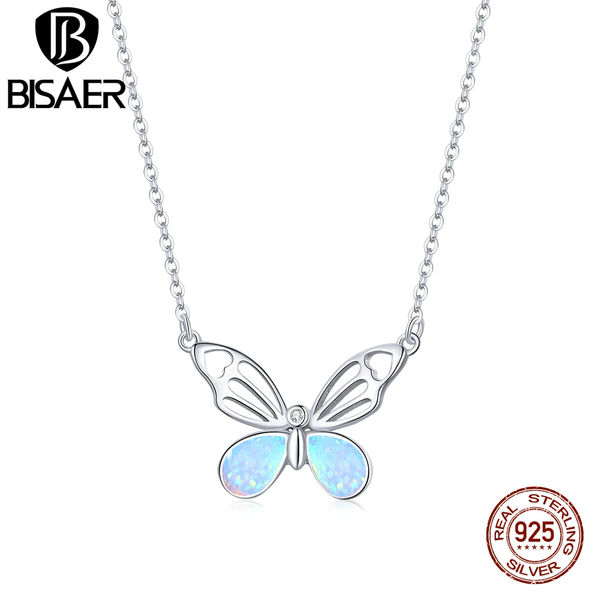 Bisaer-New-100-Original-925-Sterling-Silver-Butterfly-Pendant-Necklaces ...