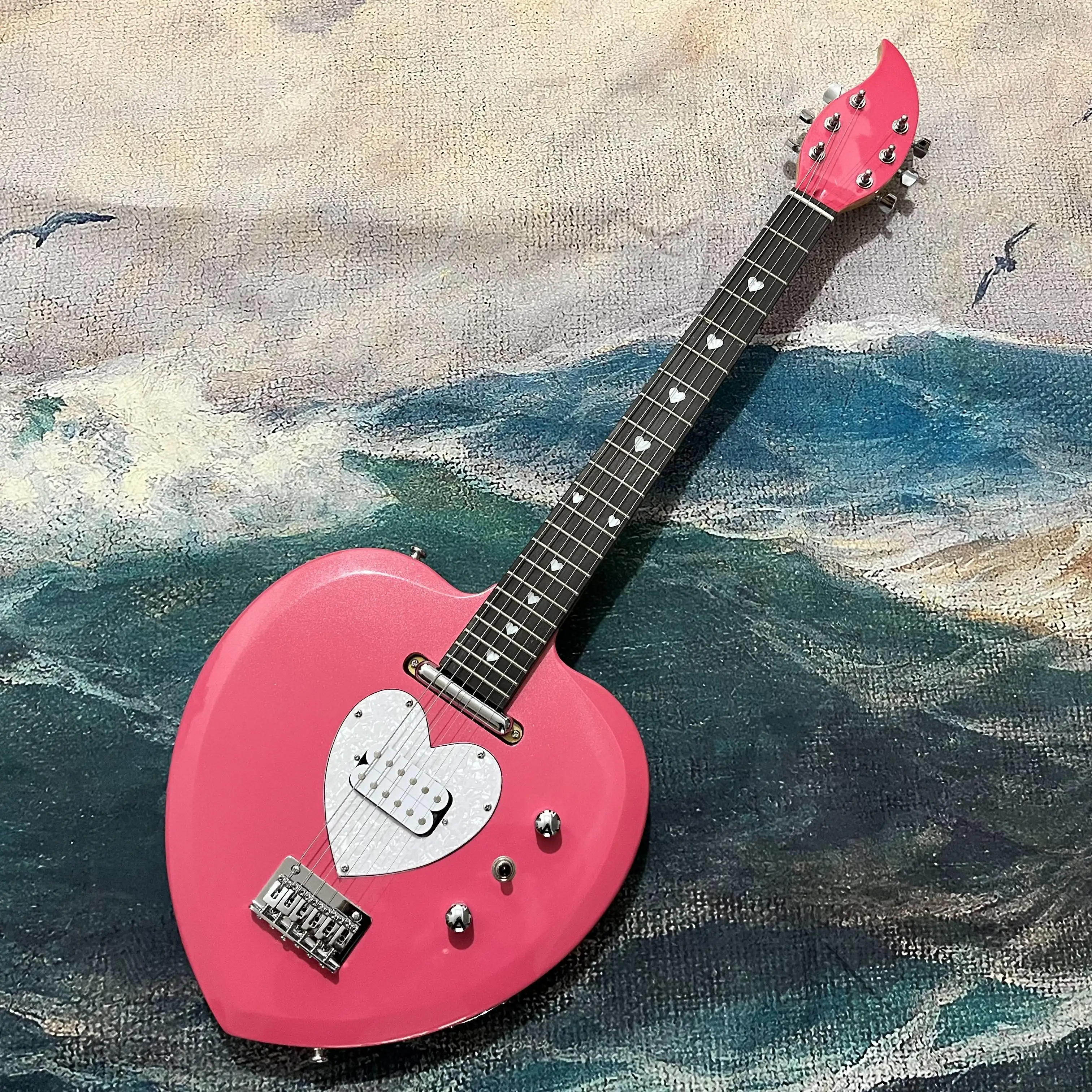 Daisy-Heart-shape-Electric-Guitar-Metallic-pink-solid-Rosewood ...