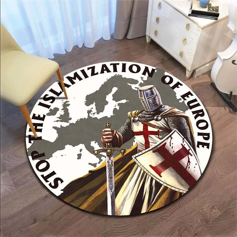 Crusade-Cross-Templars-Knight-Printed-Round-Carpet-Retro-Living-Room ...